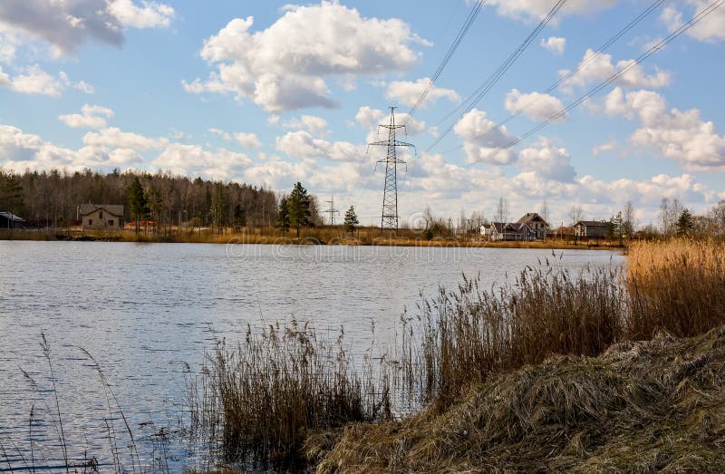 Sunny April day stock image. Image of light, white, clouds - 91743387