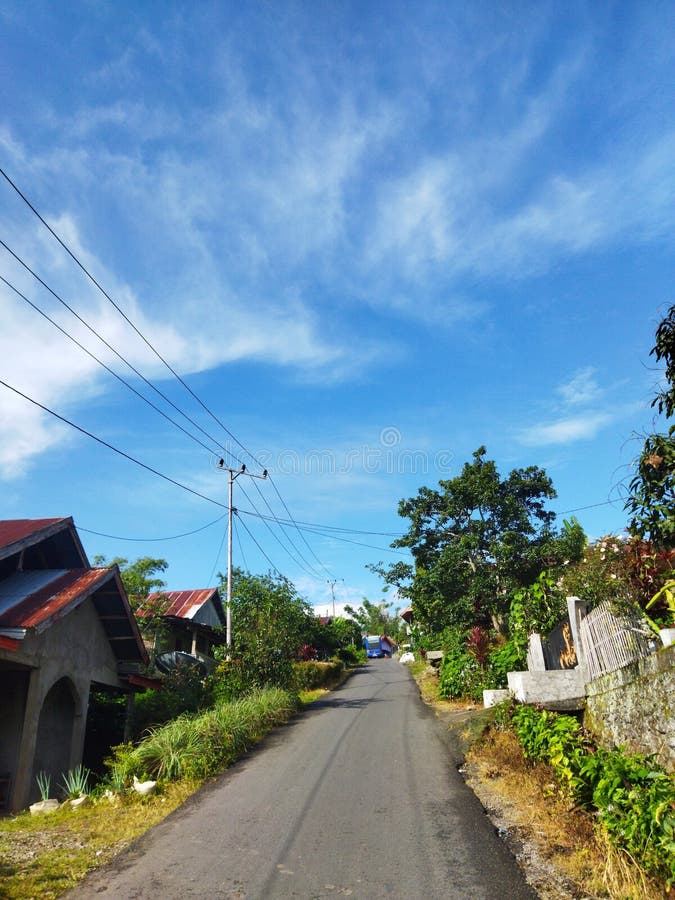 Sunny Atmosphere with Blue Sky in Gunung Perak Village Stock Image ...