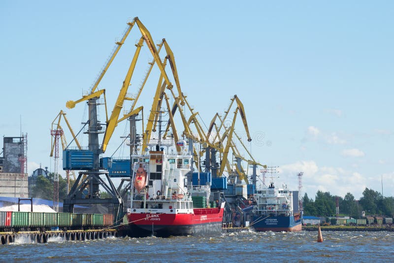 Sunny August Day in the Cargo Port of Vyborg Editorial Image - Image of ...