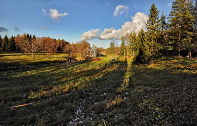 Sunny autumn evening stock image. Image of landscape - 77366197