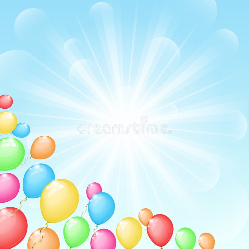 Sunny Background with Owl and Color Balloons for B Stock Vector ...
