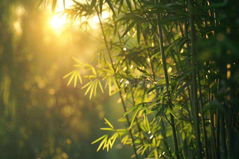 Sunny Bamboo Forest, Tropical Green Landscape Stock Image - Image of ...