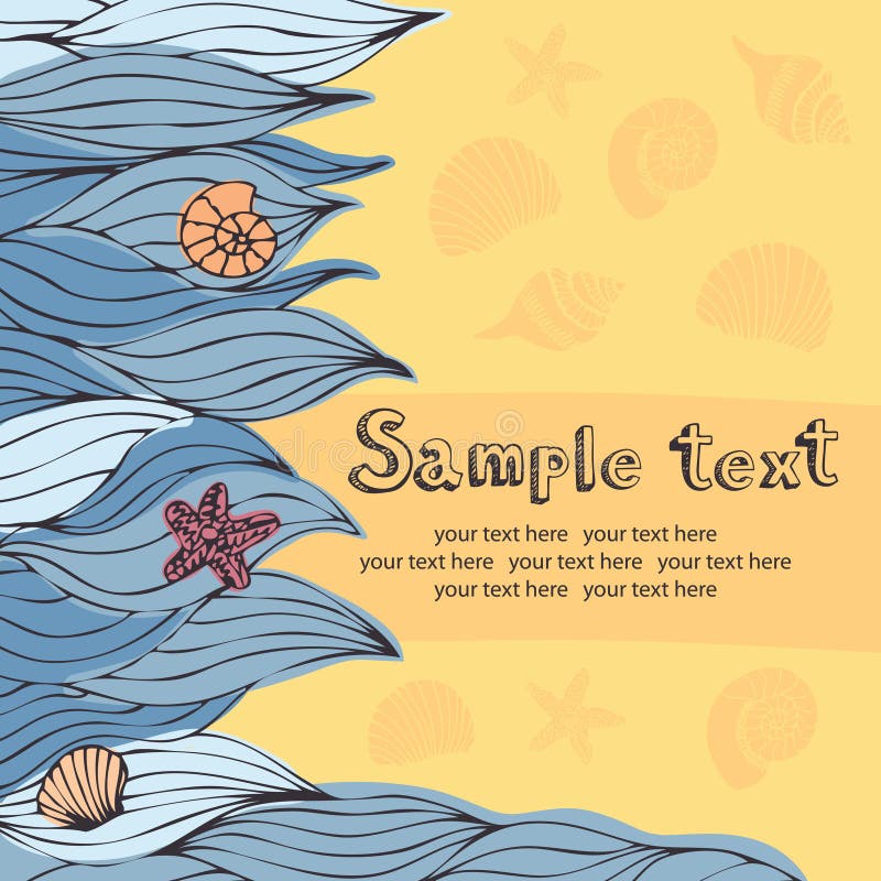 Sunny beach card stock vector. Illustration of draw, seascape - 37111886