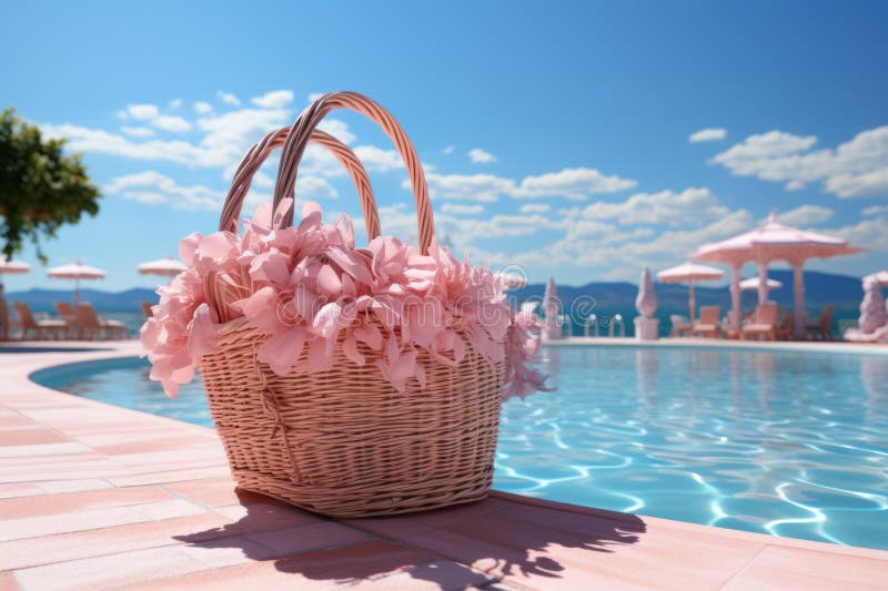 Sunny Beach Resort Pool and Beach Basket Delight, Best Summer Image ...