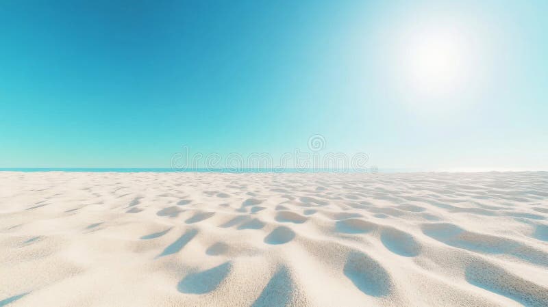 Sunny Beach Scene White Sand Blue Sky Ocean Stock Illustration ...