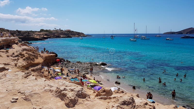 Sunny Beach in Summer in Ibiza with People Editorial Photo - Image of ...