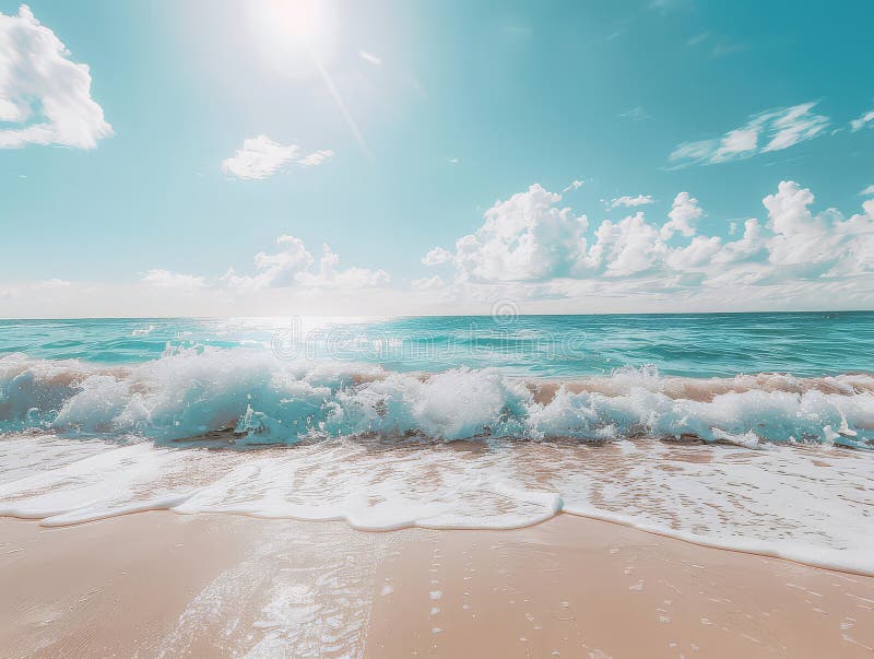Sunny Beach and Turquoise Ocean Meet Beneath Bright Summer Sky Stock ...