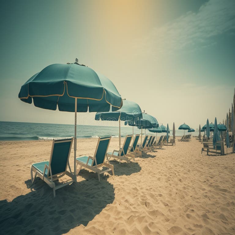 Sunny Beachscape with Tranquil Waves Stock Illustration - Illustration ...