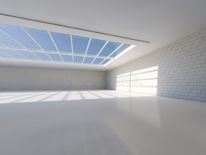 Sunny Big Open Area with Skylight. 3D. Stock Illustration ...
