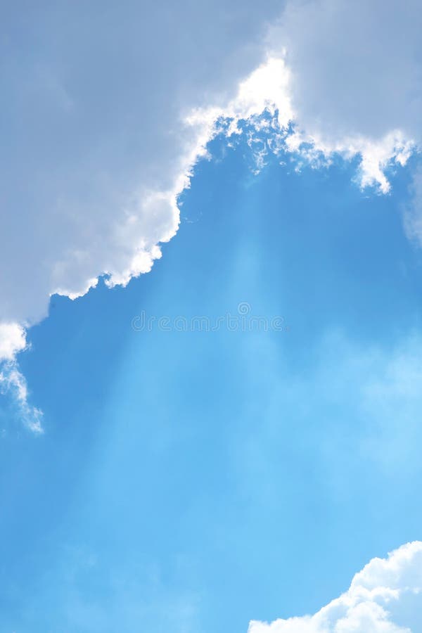 Blue Sky with Angel Ladder Beams Shining through the Clouds Stock Image ...