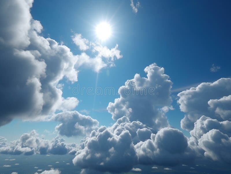 Sunny Blue Sky with White Clouds, Ai-generated Artwor Stock ...