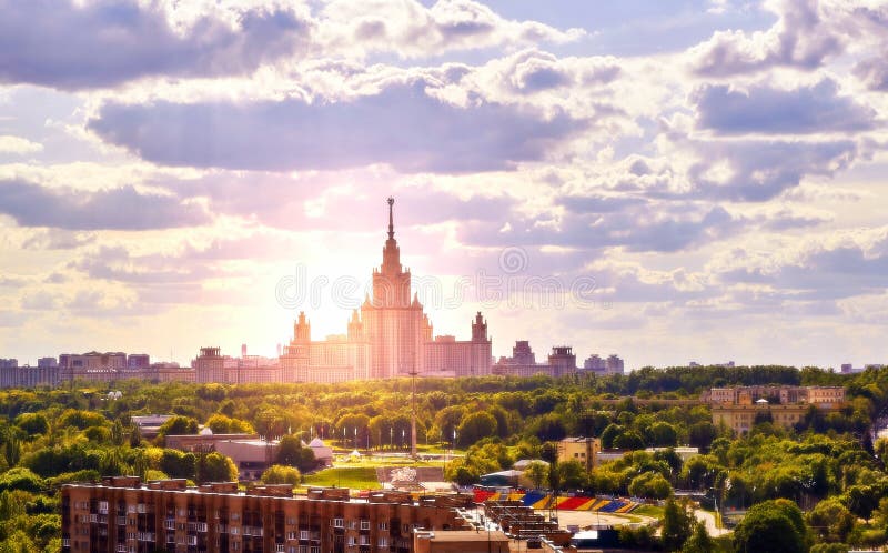 Sunny Campus of Famous Russian University Under Dramatic Cloudy Sky ...