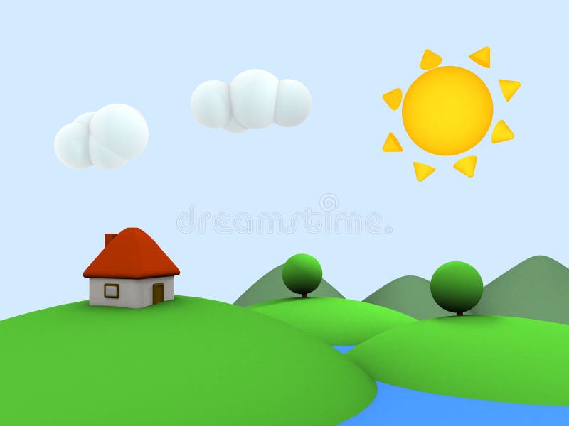 Sunny Cartoon 3d Field House Stock Illustrations – 5 Sunny Cartoon 3d ...