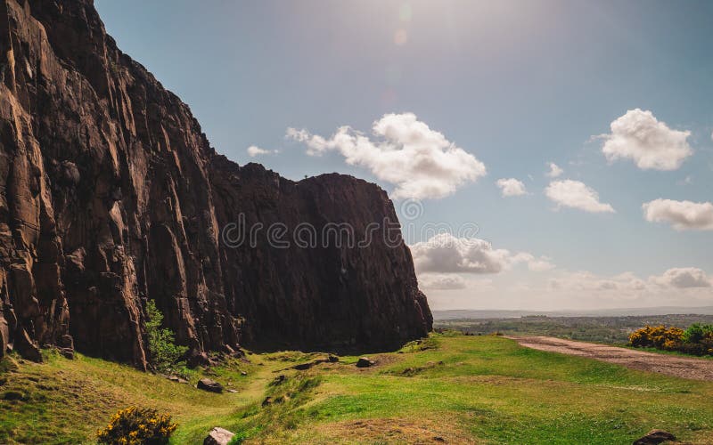 Sunny cliffs in Edinburgh stock photo. Image of scenery - 116998258