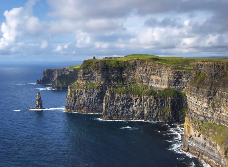 Sunny Cliffs of Moher stock image. Image of blue, huge - 12757737