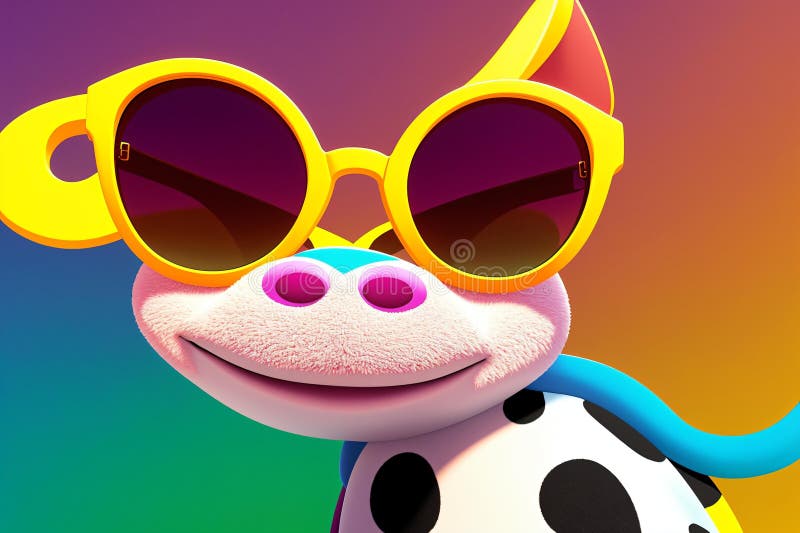 Sunny Cow with Shades.AI Generated Stock Illustration - Illustration of ...