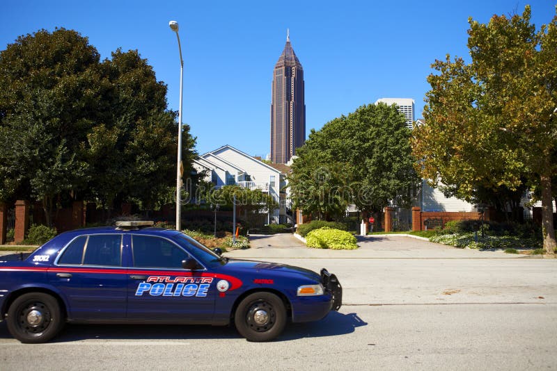 Sunny Day in Atlanta. Police Car. Stock Photo - Image of georgia, space ...