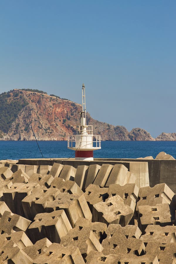 Lighthouse at the Exit from the Port. Stock Image - Image of nautical ...