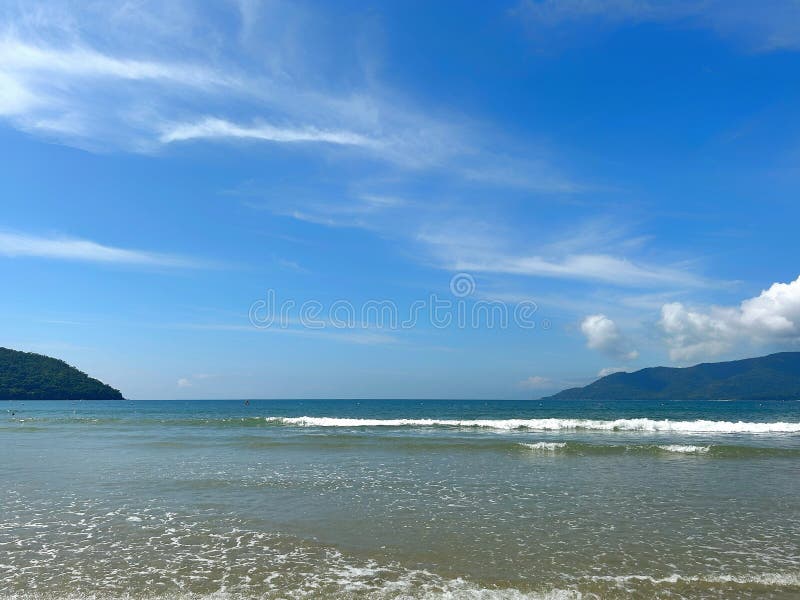 Sunny Day on the Beach with Calm and Clean Sea Stock Photo - Image of ...