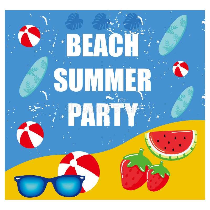 A Sunny Day Beach Summer Party Flyer. Flat Vector Modern Stock Vector ...