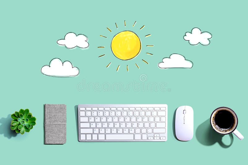 Sunny Day Concept with a Computer Keyboard Stock Photo - Image of ...
