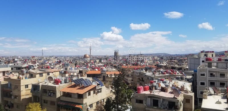 Sunny Day in Damascus Suburb Stock Image - Image of rooftops ...
