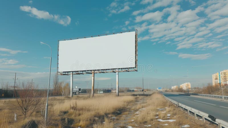Sunny Day Empty White Billboard Mockup on Highway for Spring ...
