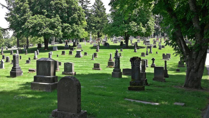 Sunny day at the graveyard stock photo. Image of sunny - 213714526