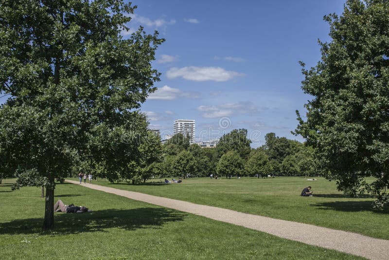 Sunny Day in Hyde Park and a Path. Editorial Stock Image - Image of ...