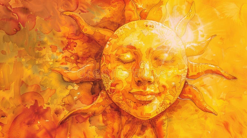 Sun with Face stock image. Image of bright, generated - 376806097