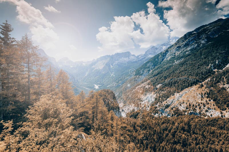 Sunny Day in Julian Alps at Fall Stock Image - Image of autumn ...