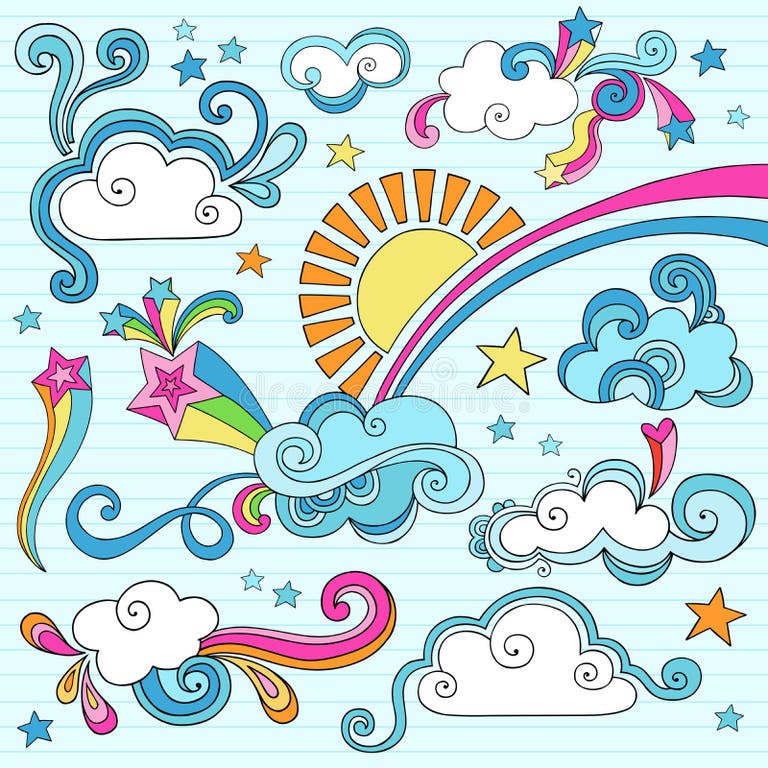 Sunny Day Notebook Doodles Vector Illustration Stock Vector ...
