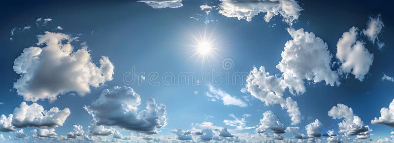 Sunny Day Panoramic Sky with White Clouds Stock Illustration ...