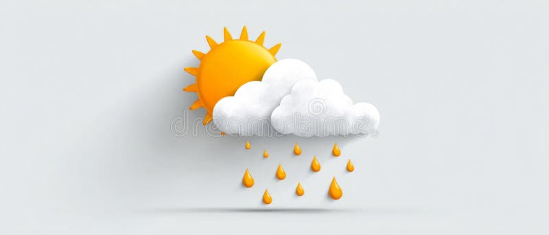 Sunny Day with Rain Clouds: a Simple Weather Icon Stock Illustration ...