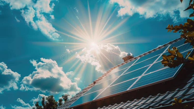 A Sunny Day Scene with a Solar Panel Absorbing Sunlight, Suitable for ...