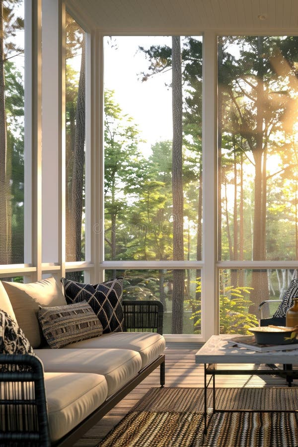 A Sunny Day Scene with Sunlight Shining through the Windows of a ...