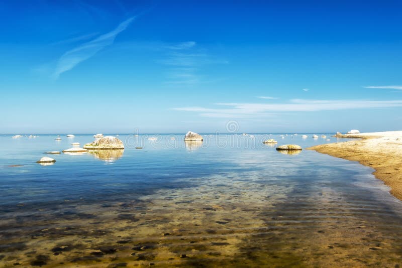 Sunny day in sea stock photo. Image of horizon, clouds - 137380290