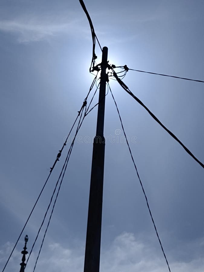 Electric Pole Tower Under Sunny Day Stock Photo - Image of tower, sunny ...