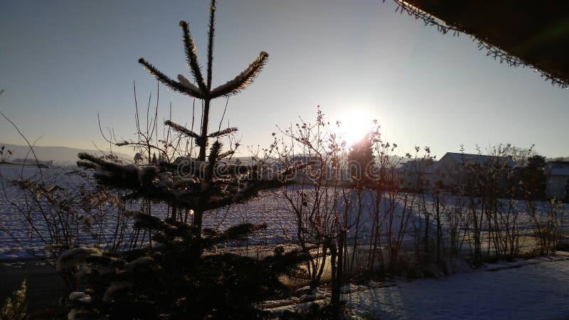 Sunny Day Twilight with Snow Stock Photo - Image of twilight, snow ...