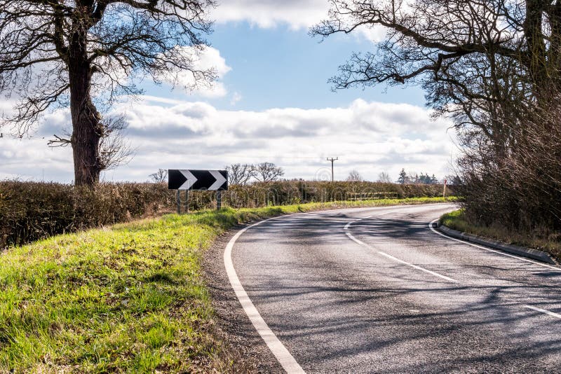 Sunny Day View of Empty UK Country Road Stock Photo - Image of road ...