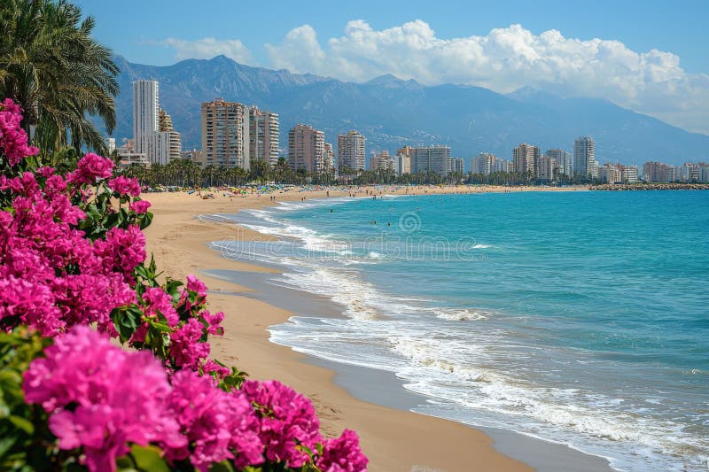 A Sunny Depiction of Malgrat De Mar, Showcasing Its Beaches and ...