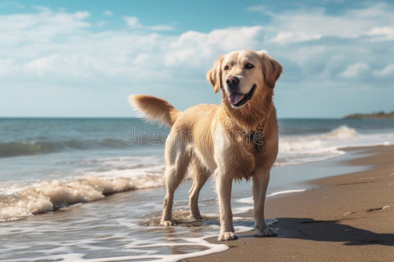 Sunny Dog Beach. Generate Ai Stock Illustration - Illustration of funny ...
