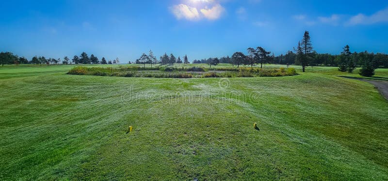 Sunny Early Morning on a Golf Course Stock Photo - Image of ball, early ...