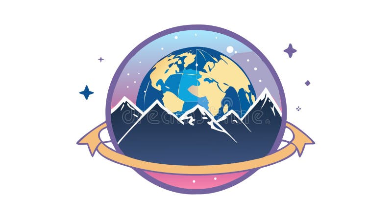 Sunny Earth Globe Icon, Sun and Mountains, Global Climate, Daylight ...