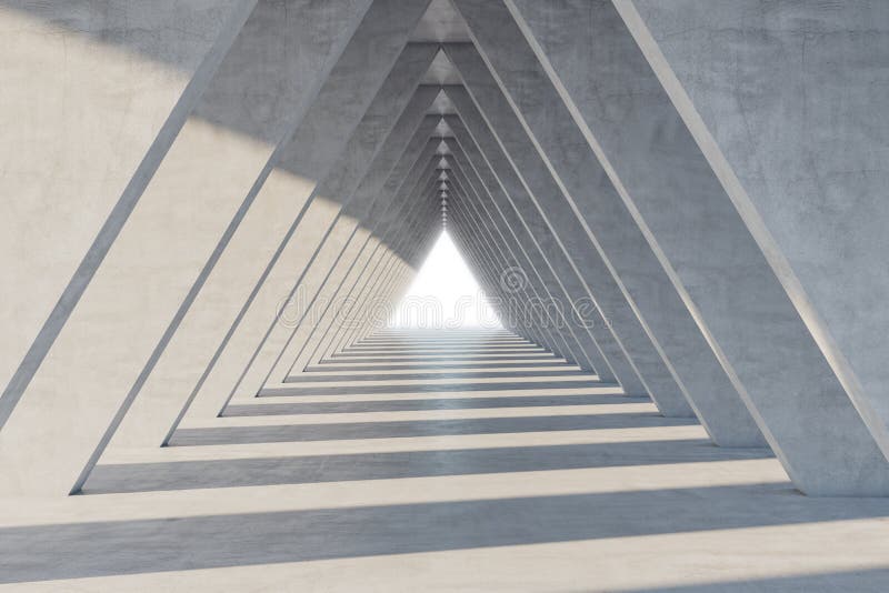 Sunny Empty Modern Architecture Design of Triangle Form Tunnel ...