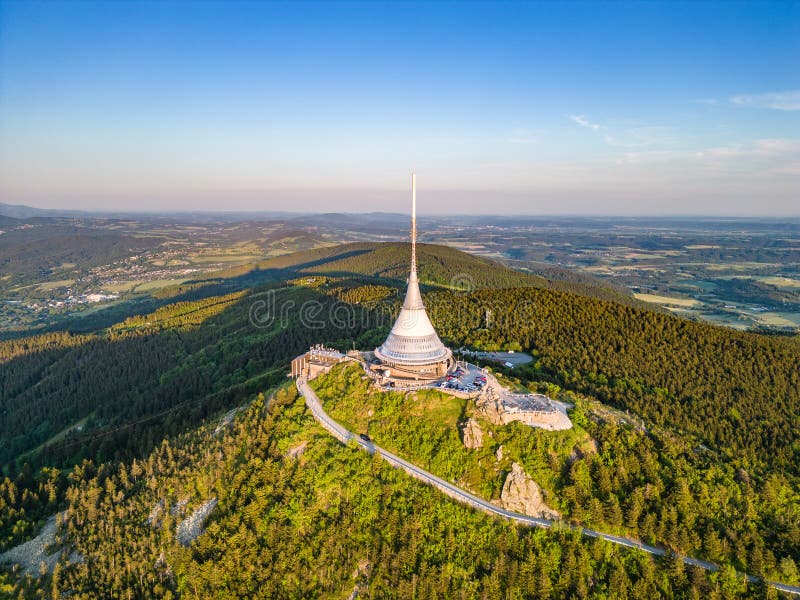 Sunny Evening at Jested Mountain from Above Stock Image - Image of ...