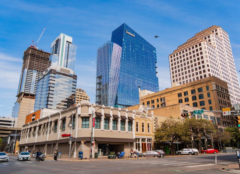 Sunny Exterior View of the Austin Downtown Cityscape Editorial ...