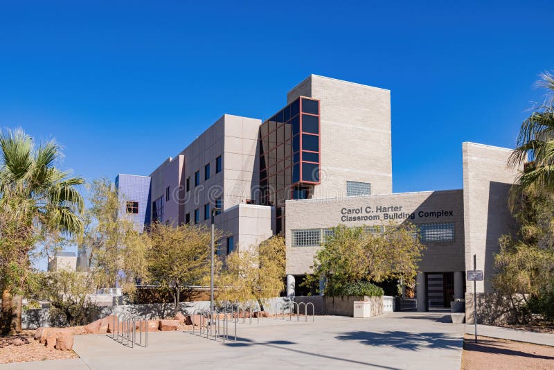 Sunny Exterior View of the Carol C. Harter Classroom Building Complex ...