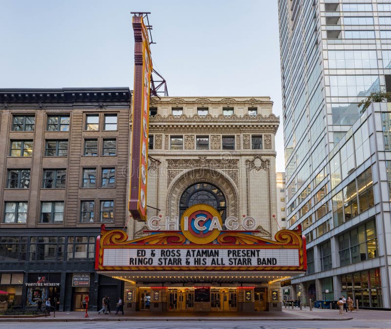 Sunny Exterior View of the Chicago Theatre Editorial Stock Image ...