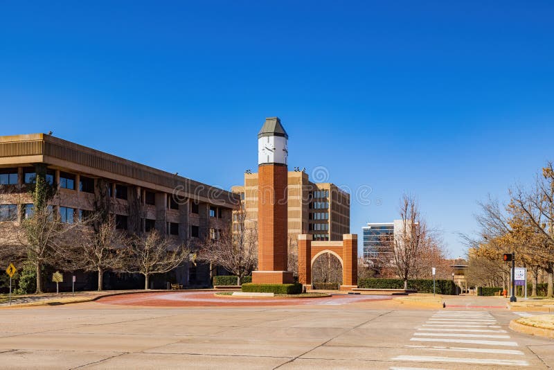 Sunny Exterior View of the Clock Tower of University of Oklahoma ...